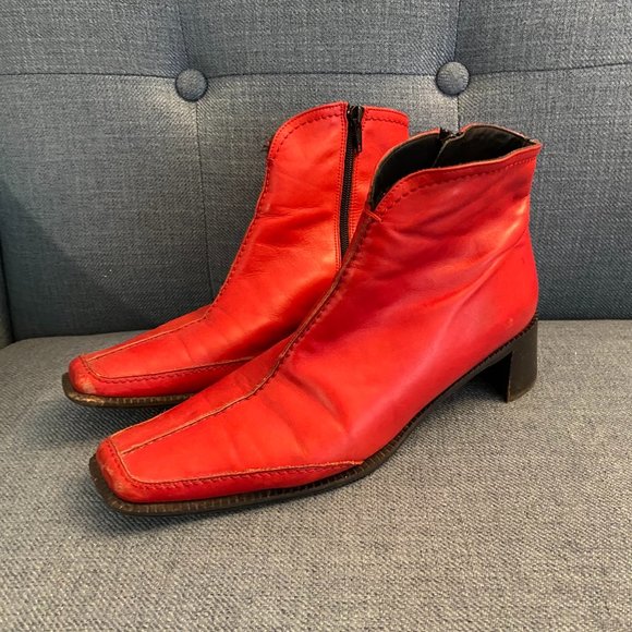 KS Shoes | Shoes | Vintage Red Squaretoe Boots | Poshmark